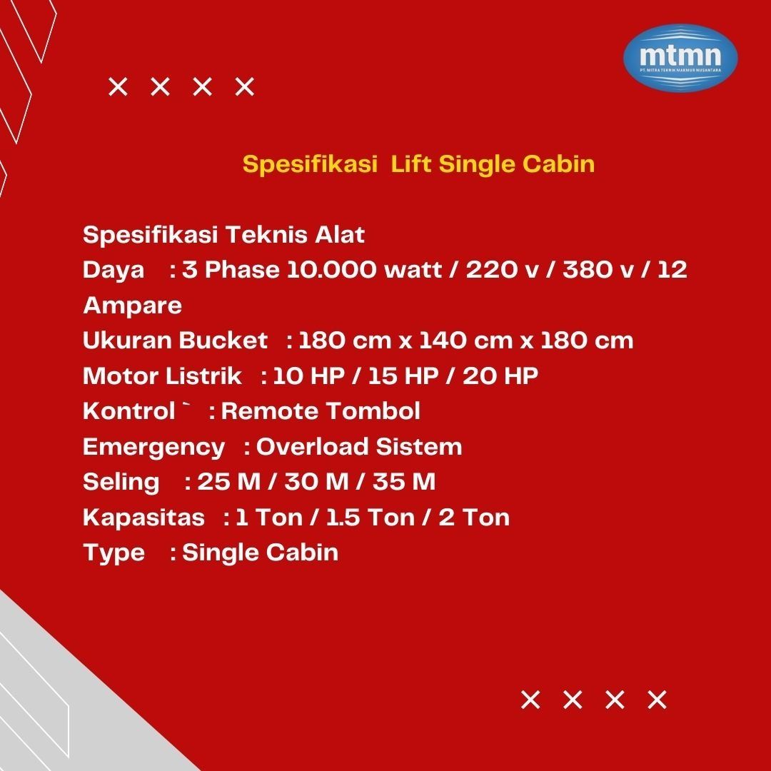 Sewa Alat Proyek Lift Barang Single Cabin 1- 2 Ton Bisa Nego Kota Selong Nusa Tenggara Timur NTT ...