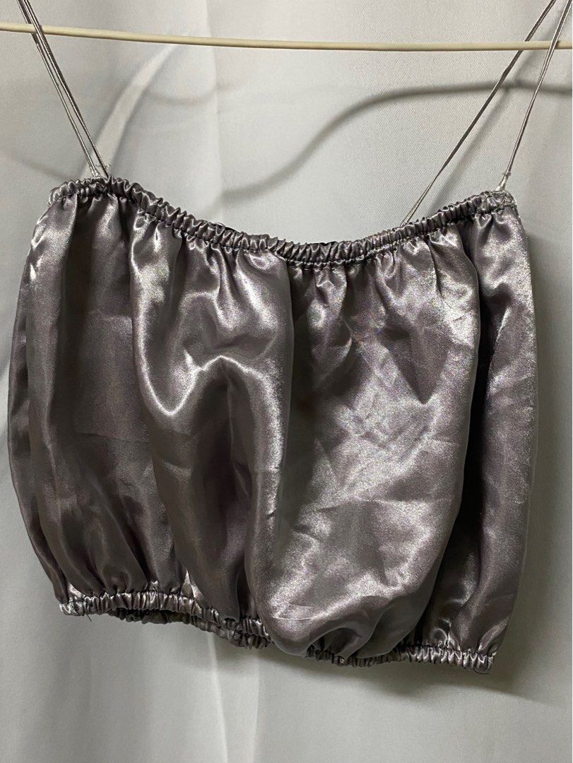 shiny silver tube/tank top, Women's Fashion, Tops, Sleeveless on Carousell