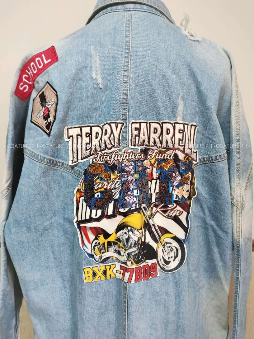 Street Style Patched Denim Coat, Women's Fashion, Coats, Jackets and ...