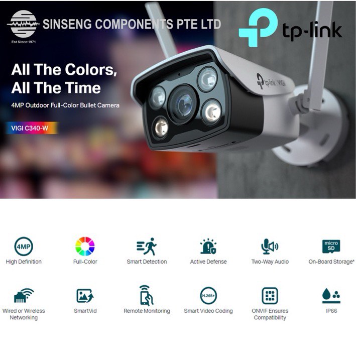 TP-Link VIGI C340-W 4MP Wifi Outdoor ColorVu 24H Full-Color Bullet ...