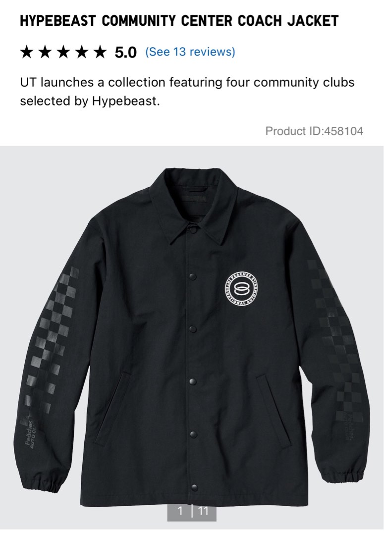 Uniqlo HYPEBEAST COMMUNITY CENTER Coach Jacket - XL Sized, Men's ...