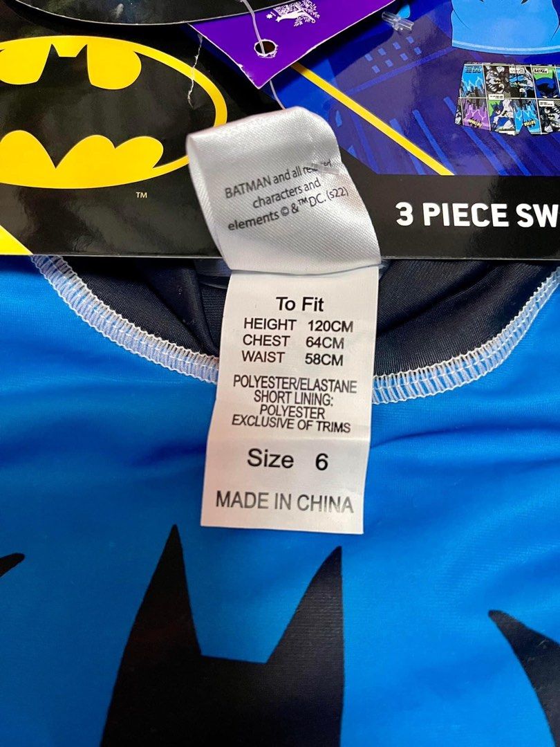 Batman / Spider-man 3pcs Swim Set, Babies & Kids, Babies & Kids Fashion ...