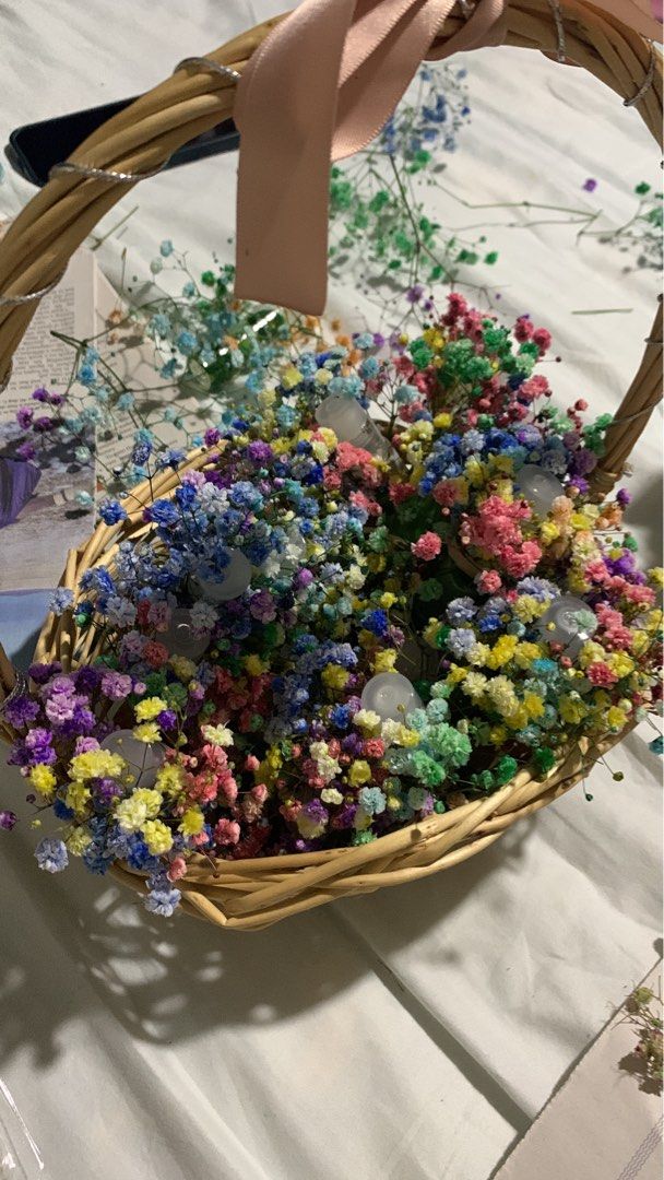 Bunga rampai rainbow Malay wedding favours aesthetic baby breaths ...