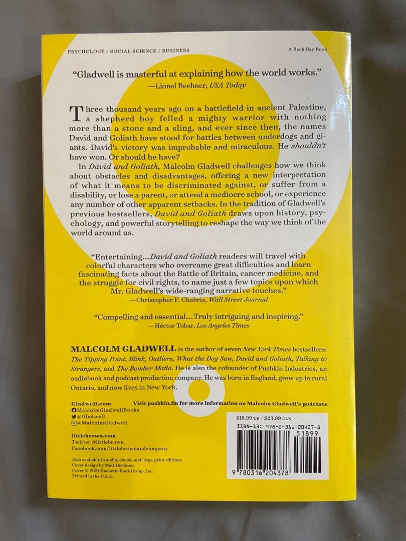 DAVID AND GOLIATH - MALCOLM GLADWELL, Hobbies & Toys, Books & Magazines ...