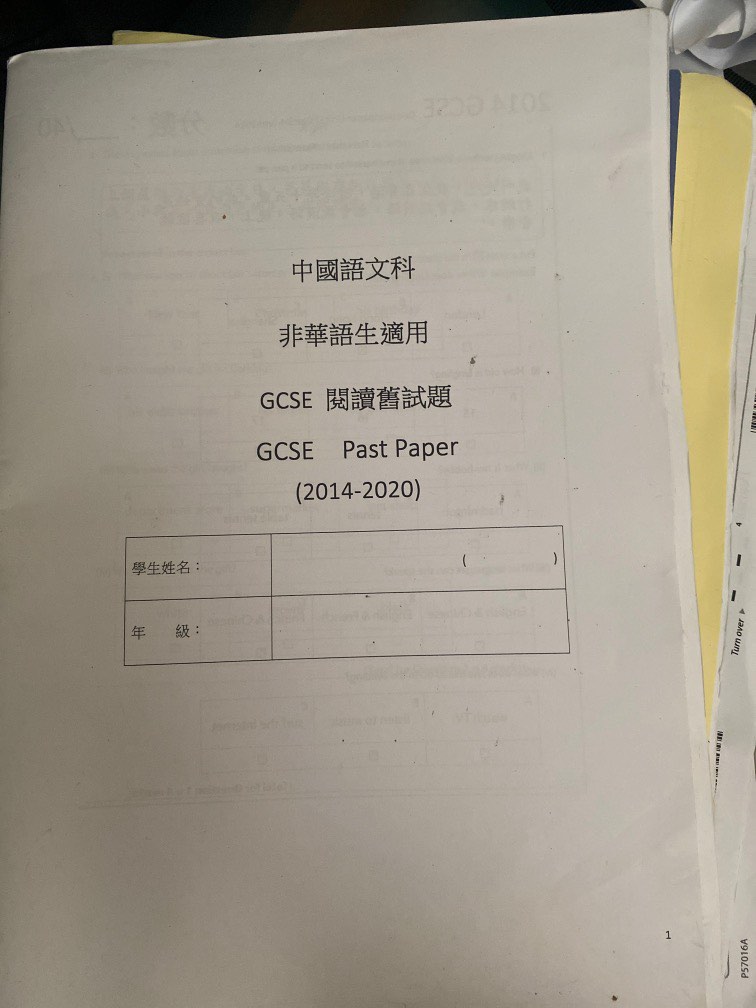 GCSE CHINESE PAST PAPER 2014-2020, 興趣及遊戲, 書本 & 文具, 書本及雜誌 - 補充練習 - Carousell
