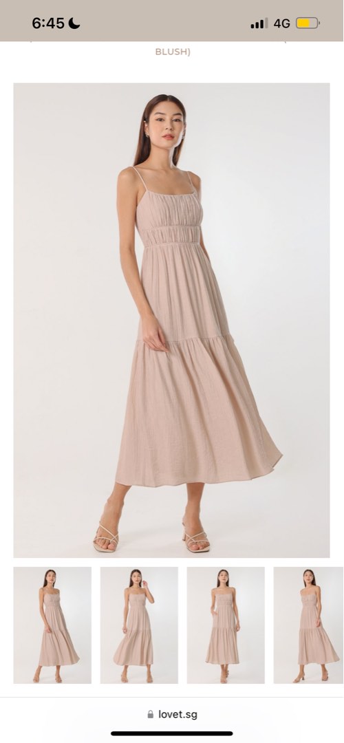 HAYDIE TEXTURED PADDED TIERED MIDAXI DRESS (NUDE BLUSH), Women's ...