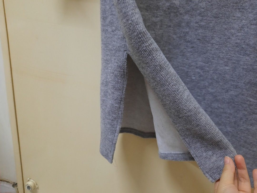 HELLO MILK TER WINTER COLLECTION 灰色 針織 連帽 長袖 小開衩 連身裙, 女裝, 連身裙 & 套裝, 連身裙 ...