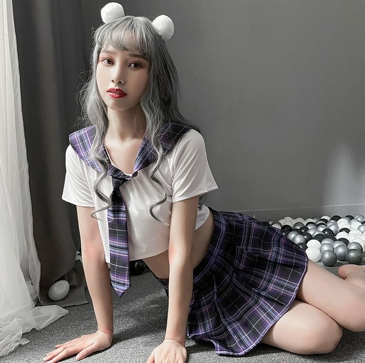 Sexy Kawaii Checkered Japanese Student Uniform Cosplay Costume Roleplay ...