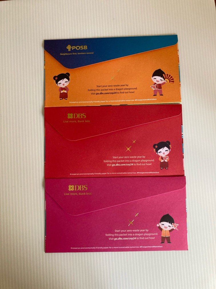 Year 2024 POSB / DBS Ang Pow / Red Packet - 1 pack 6 pcs, Hobbies ...