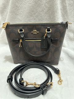 Coach Mini Gallery Crossbody Bag in Signature Canvas in Brown/Black ...