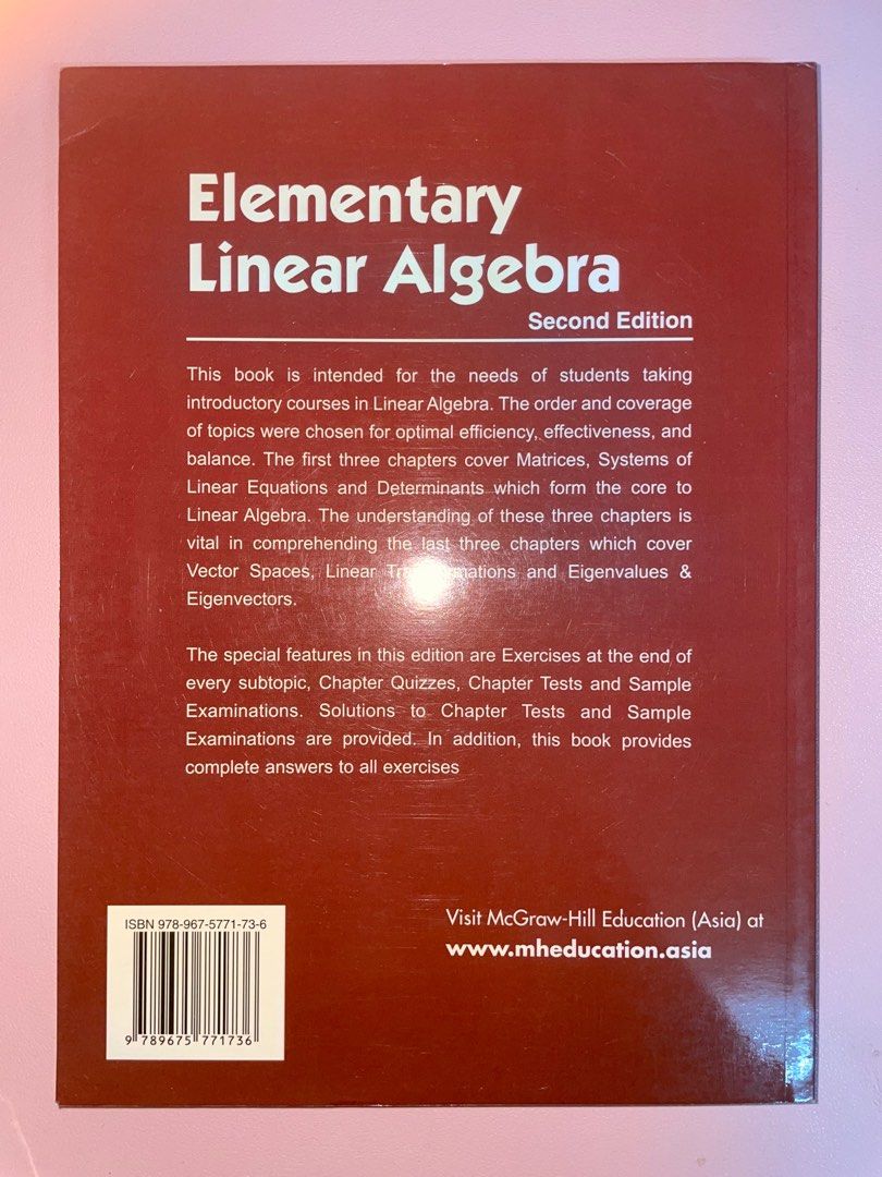 Elementary Linear Algebra 2nd Edition, Hobbies & Toys, Books ...
