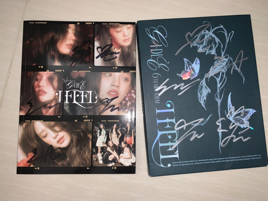 Gidle親筆簽名I feel cd,入面只有Photobook, cd,lyrics, 興趣及遊戲, 收藏品及紀念品, 韓流 - Carousell