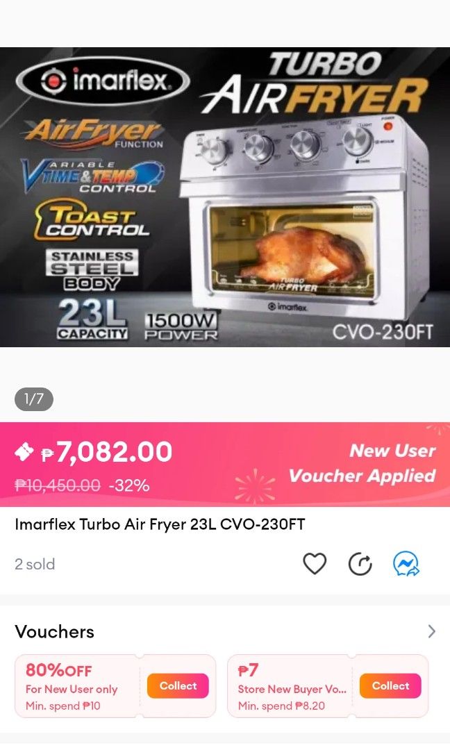 Imarflex turbo airfryer oven, Furniture & Home Living, Kitchenware ...