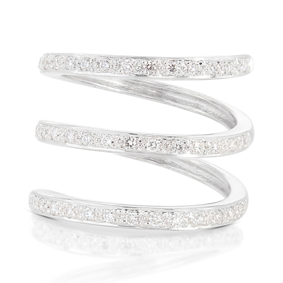 Luxurious 0.26ct Spiral-designed Diamond Ring set in 18K White Gold ...