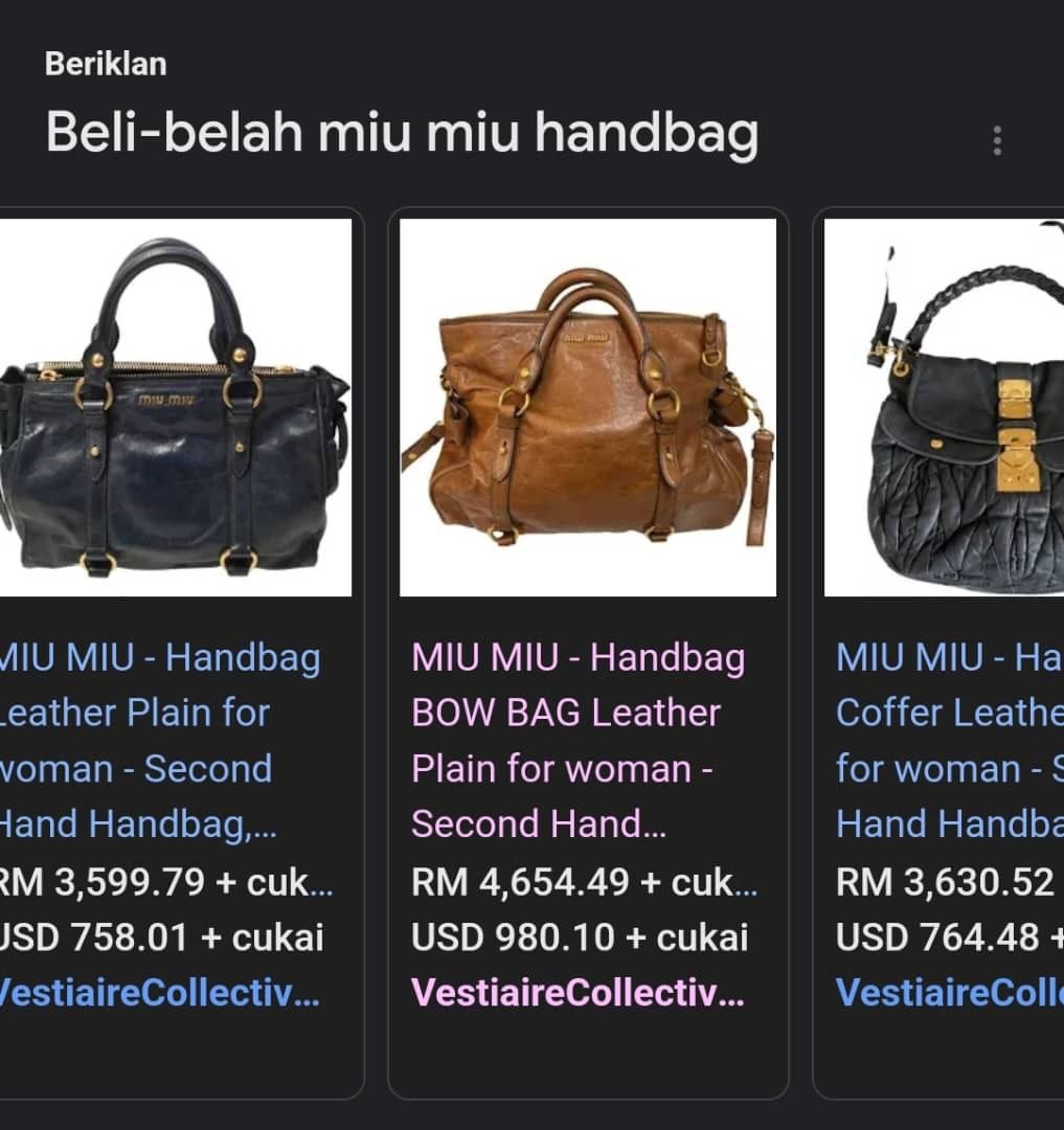 Miu Miu hand beg kulit, Luxury, Bags & Wallets on Carousell