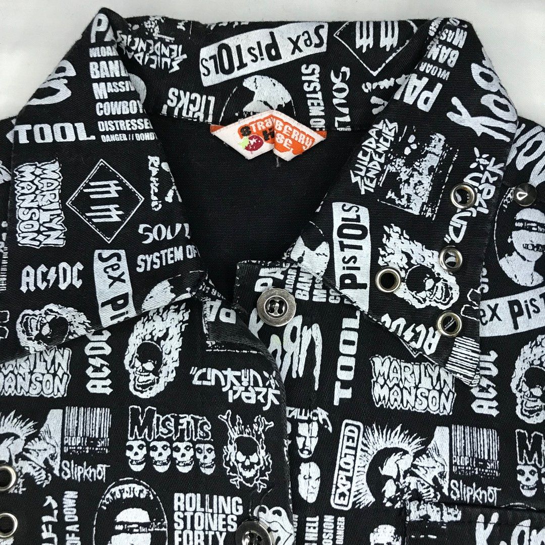 Punk Rock Nu Metal Band HQ Graphic Button-Up Shirt with Zipper Details ...