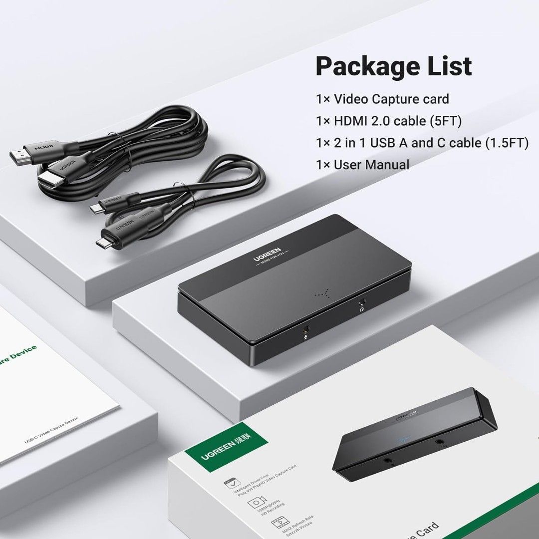 UGREEN 4K Video Capture Card, Full HD 1080P 60FPS USB/Type-C HDMI video ...