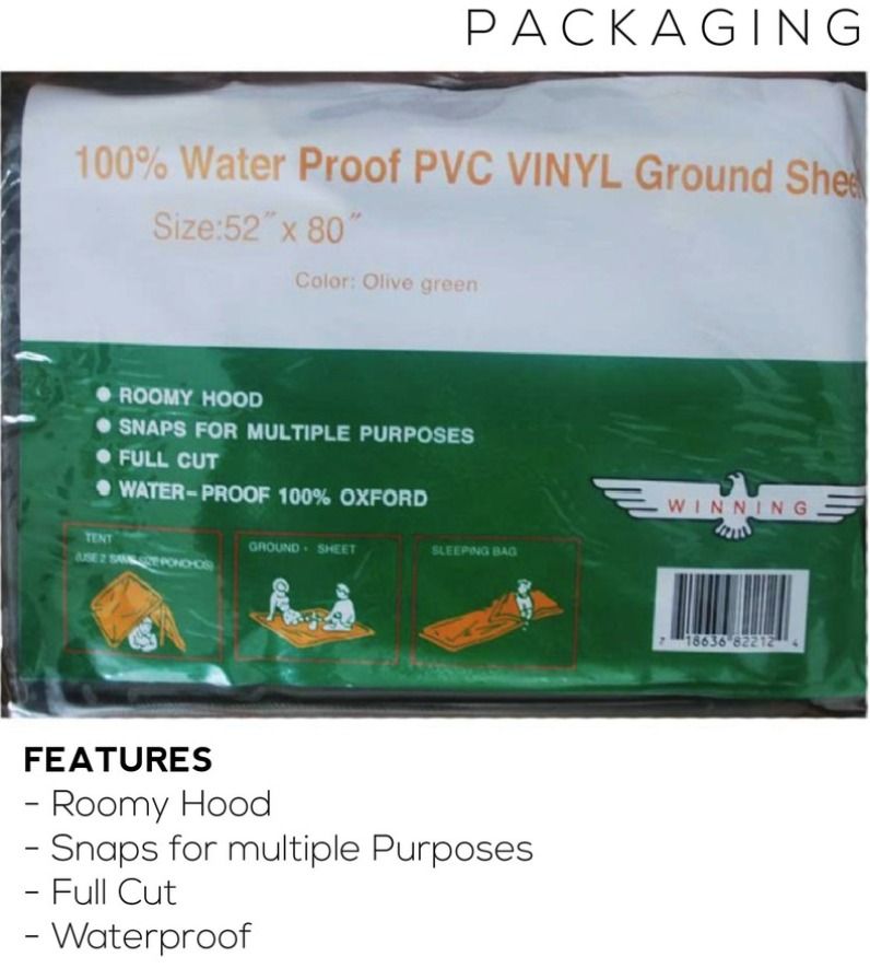 Winning PVC Vinyl Ground Sheet [Dark Green] Size: 132cm by 203cm ...