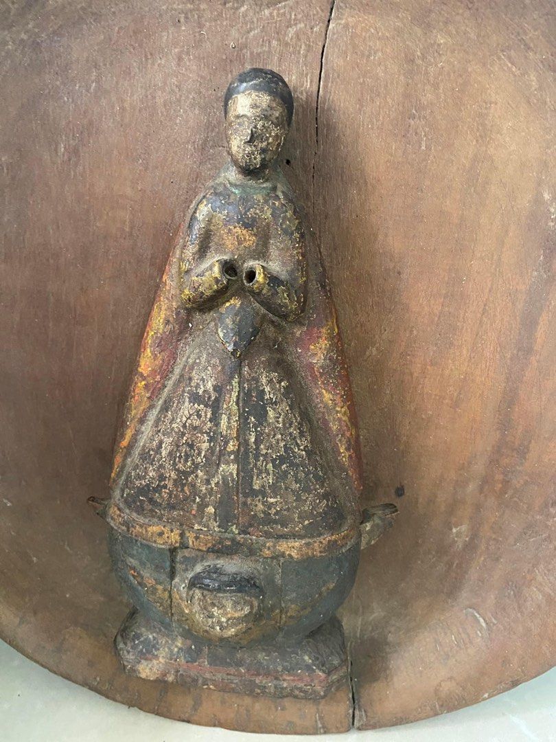 Antique inmaculada concepcion tabletop primitive colonial santo ...
