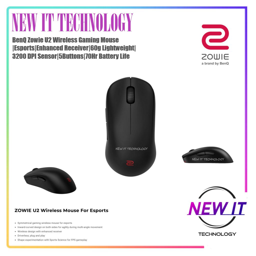 BenQ Zowie U2 Wireless Gaming Mouse|Esports|Enhanced Receiver|60g Lightweight|3200 DPI Sensor ...