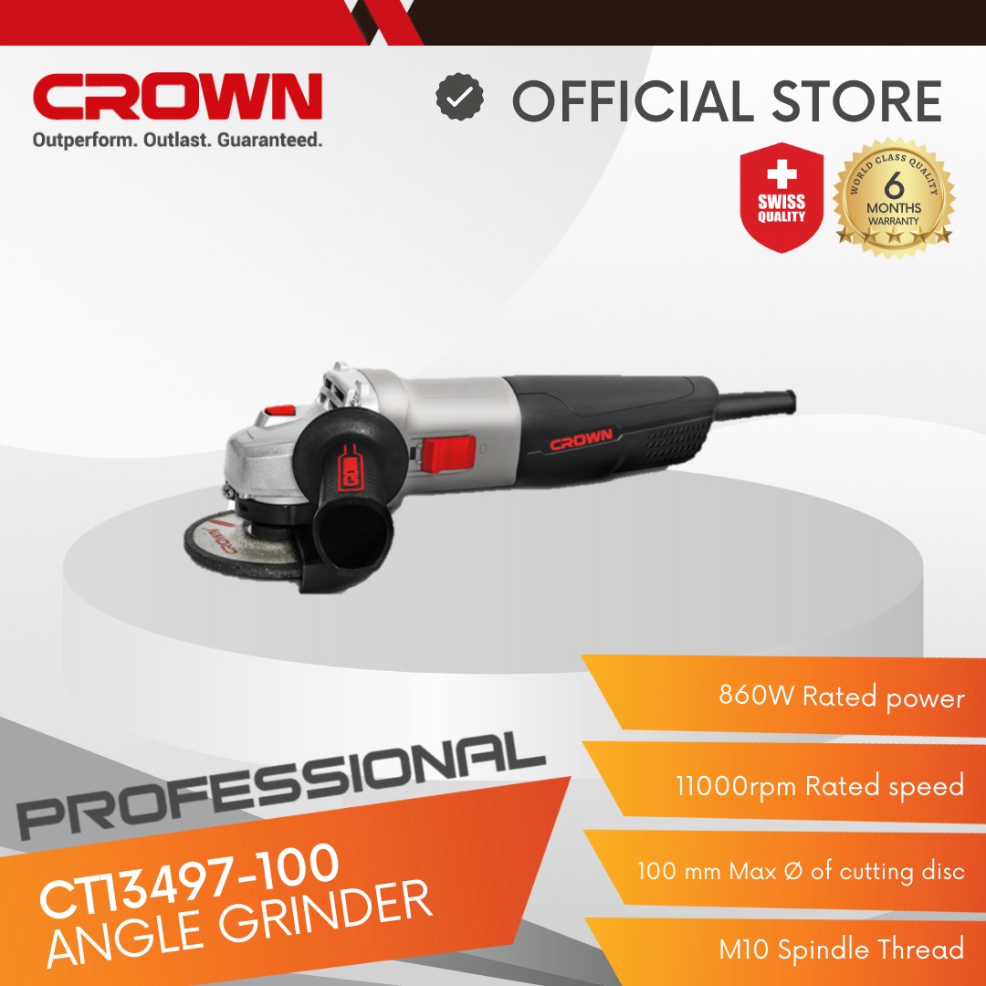Crown Tools CT13497-100 ANGLE GRINDER 860w / 100m (4"), Furniture ...
