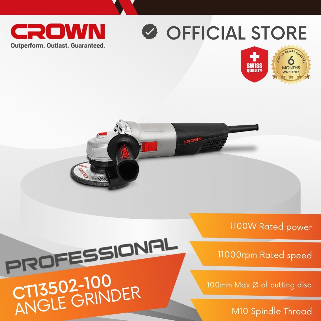 Crown Tools CT13502-100 ANGLE GRINDER 1100w / 100mm (4"), Furniture ...