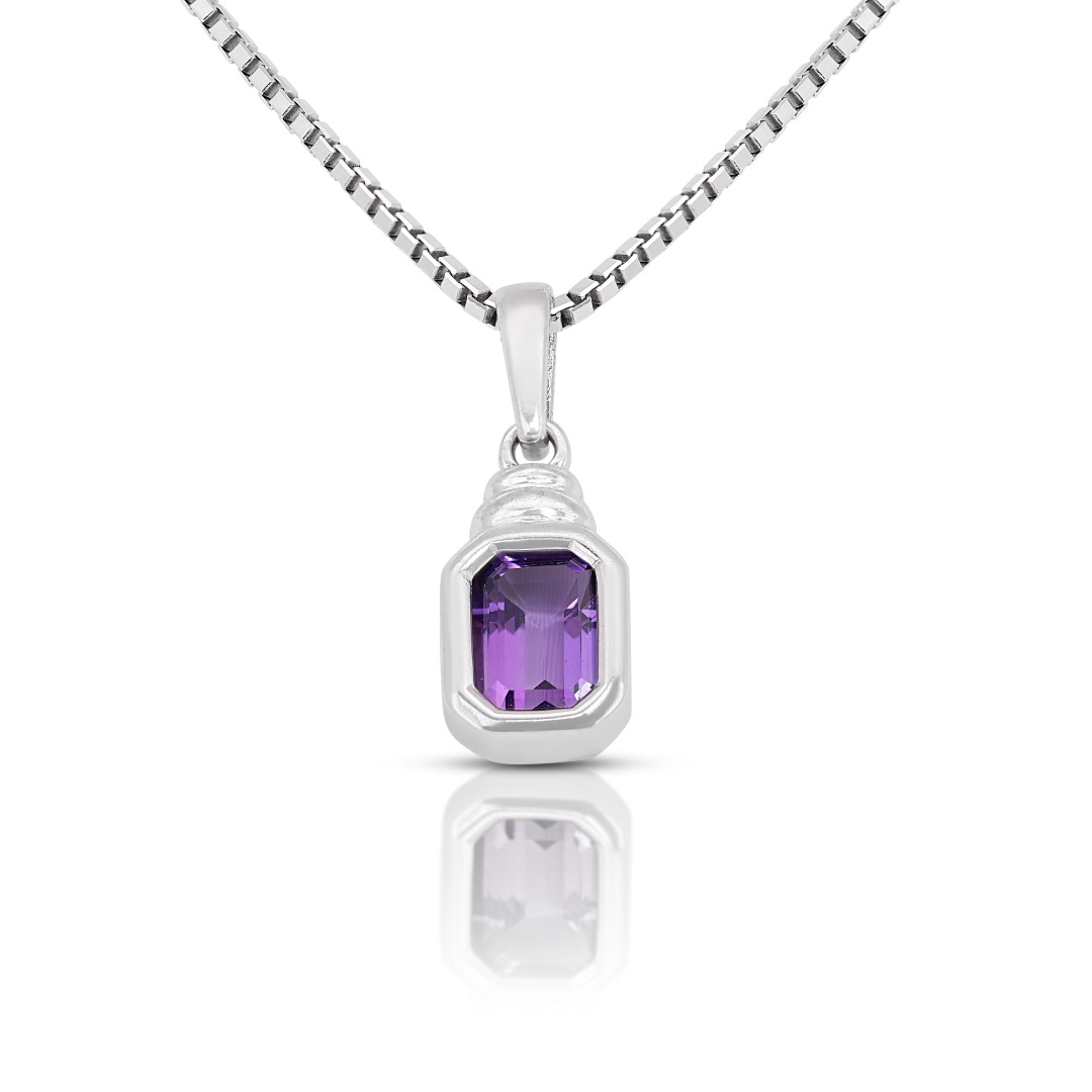 Elegant 1.29ct Amethyst Pendant in gleaming 18K White Gold - SP-WG ...