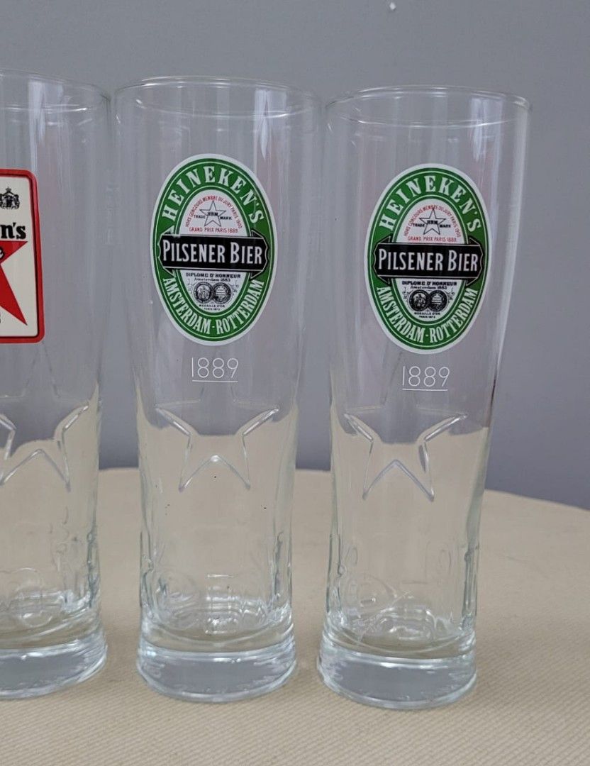 Heineken pilsner bier glass cup 4, Hobbies & Toys, Collectibles ...