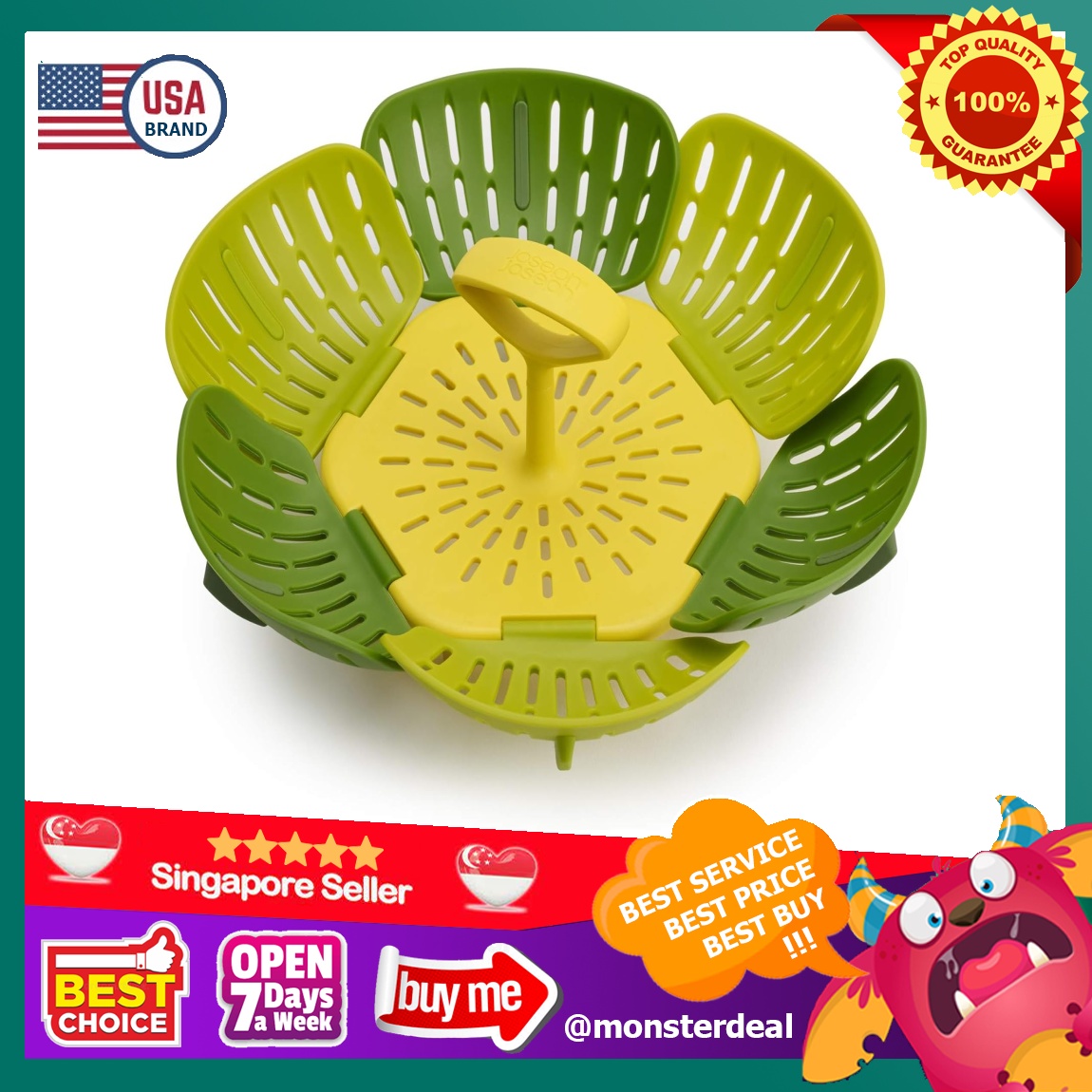 Joseph Joseph 45030 Bloom Folding Steamer Basket, 16 x 16 x 10cm, Green ...