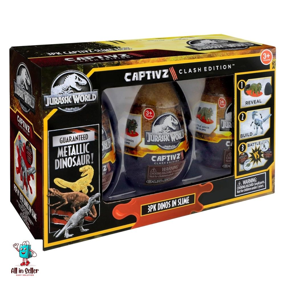 Jurassic World CAPTIVZ Clash Edition Slime Egg - 3 Pack Dinos in Slime ...