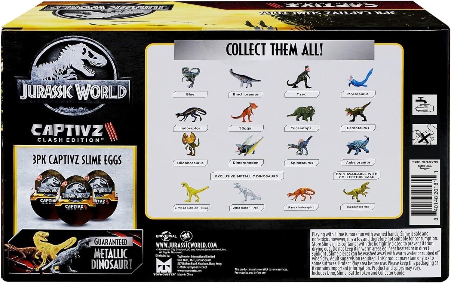 Jurassic World CAPTIVZ Clash Edition Slime Egg - 3 Pack Dinos in Slime ...