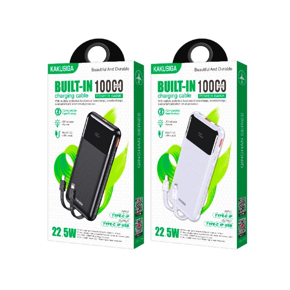 KAKUSIGA Portable Charger with Built-in Cables, 20000mAh Fast Charge ...