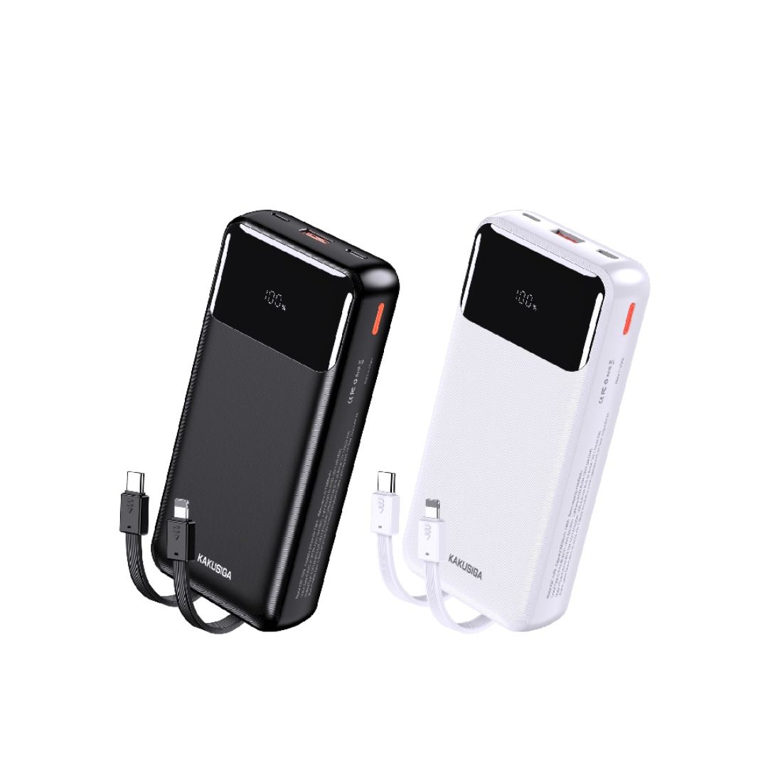 KAKUSIGA Portable Charger with Built-in Cables, 20000mAh Fast Charge ...