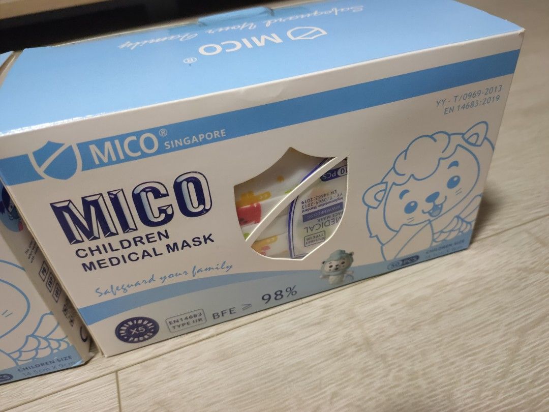 MICO Children Medical Masks Disposable, Health & Nutrition, Face Masks ...