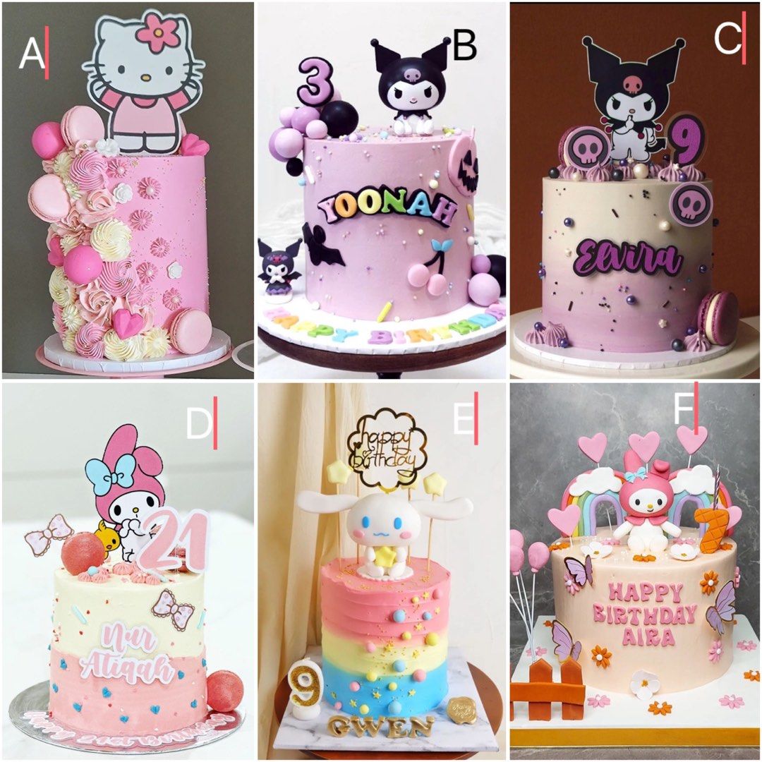 My melody cake/ Kuromi birthday cake/ Hello kitty birthday cake, Food ...
