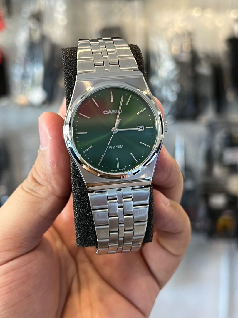 ORIGINAL CASIO Analog Green Dial Stainless Steel Watch MTP-B145D-3AV, Luxury, Watches on Carousell
