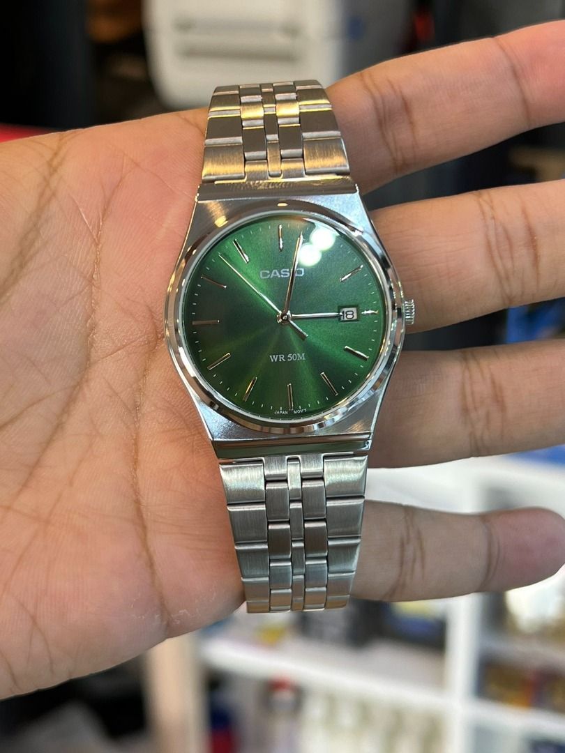 ORIGINAL CASIO Analog Green Dial Stainless Steel Watch MTP-B145D-3AV, Luxury, Watches on Carousell