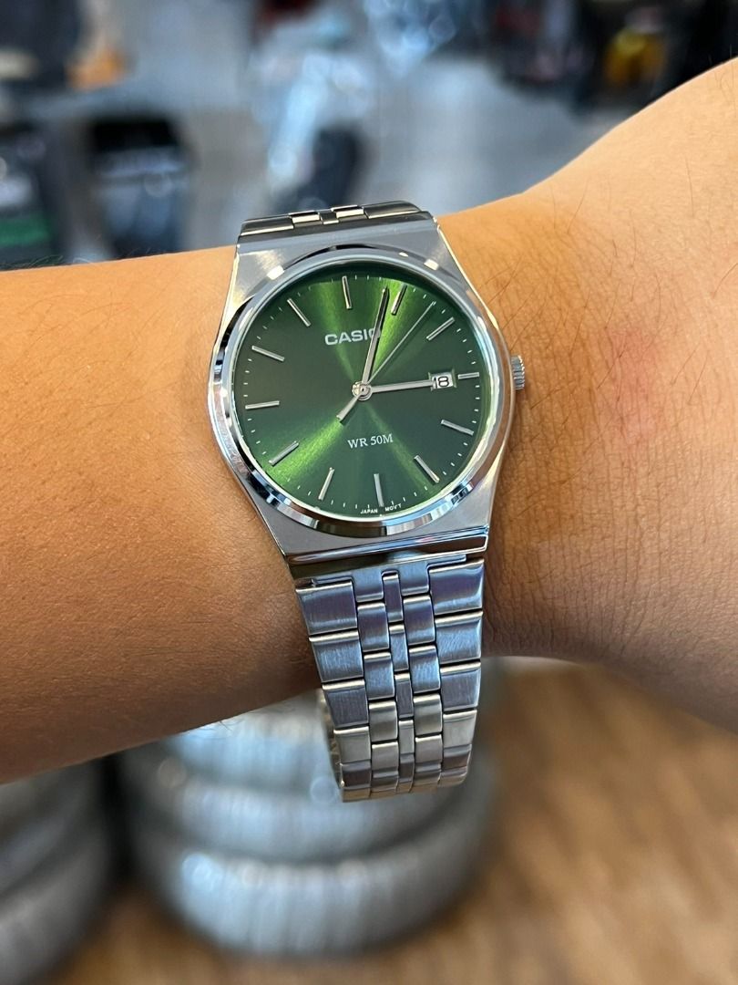 ORIGINAL CASIO Analog Green Dial Stainless Steel Watch MTP-B145D-3AV, Luxury, Watches on Carousell
