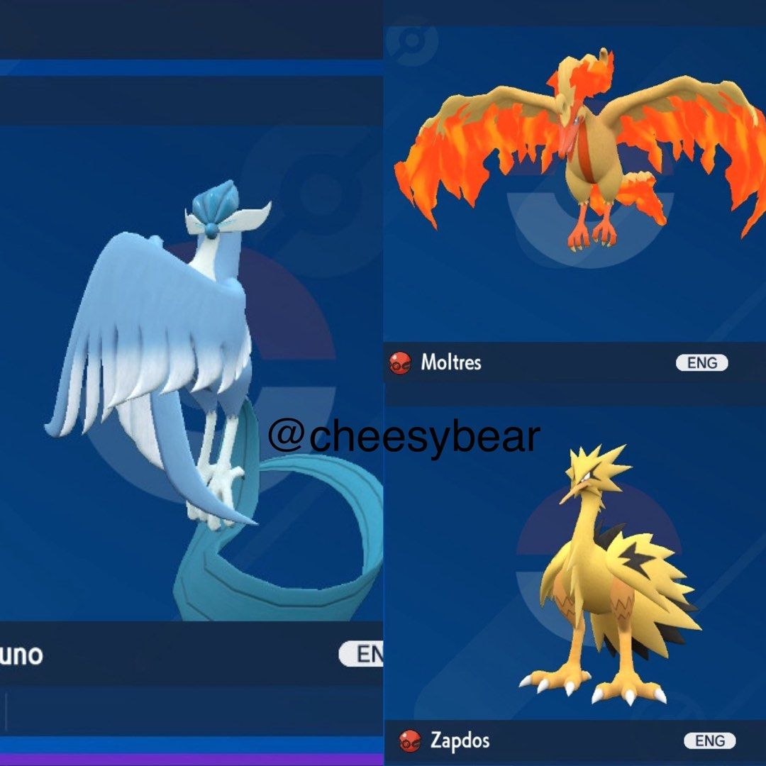 Pokemon Scarlet & Violet Shiny Galarian Articuno / Moltres / Zapdos ...