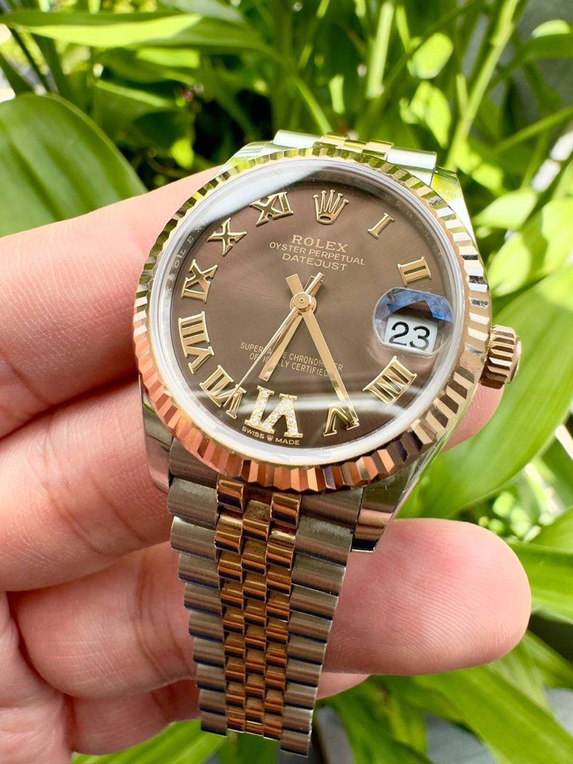 Rolex Datejust 278271 Choco Diamond Six, Luxury, Watches on Carousell