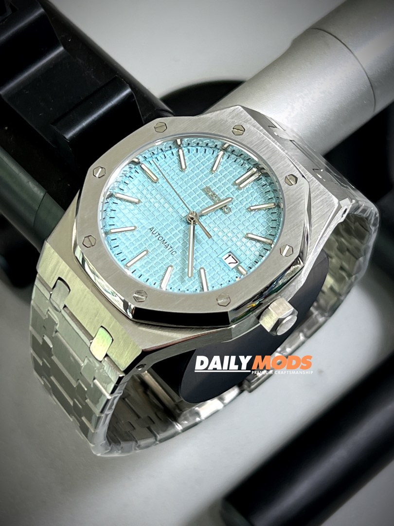 SeikOak Waffle Ice Blue Dial NH35 Automatic Custom Build, Men's Fashion ...