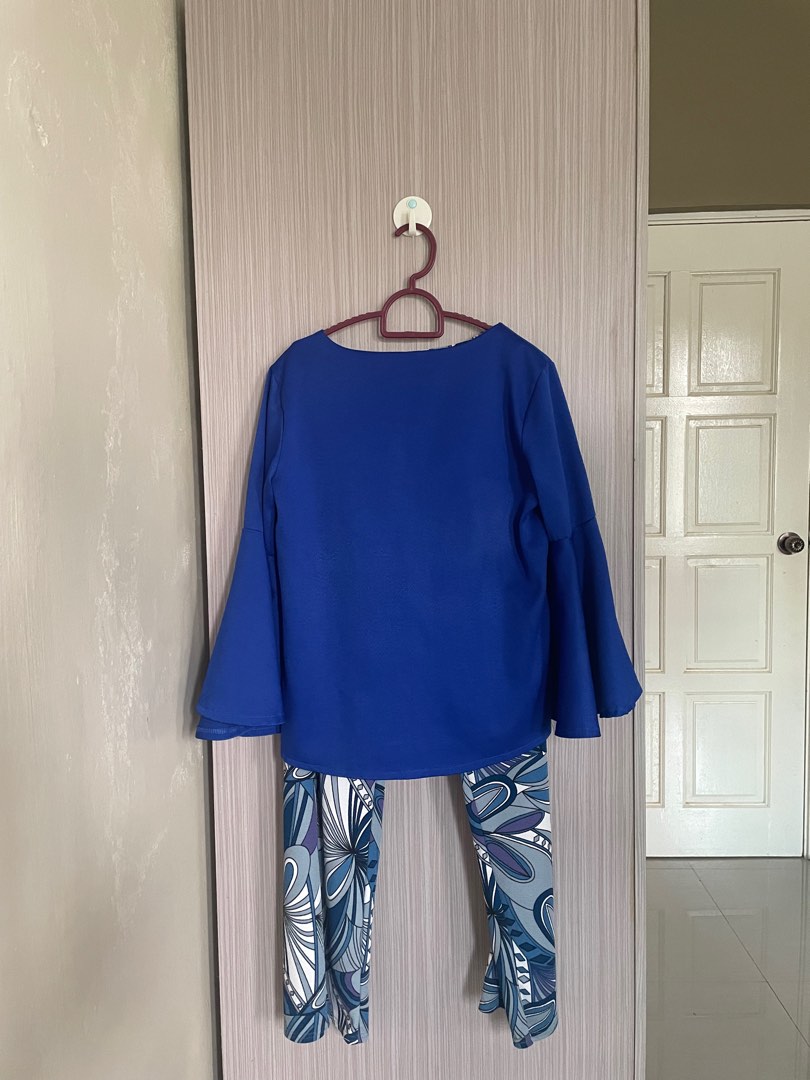 Set Biru, Women's Fashion, Muslimah Fashion, Baju Kurung & sets on ...