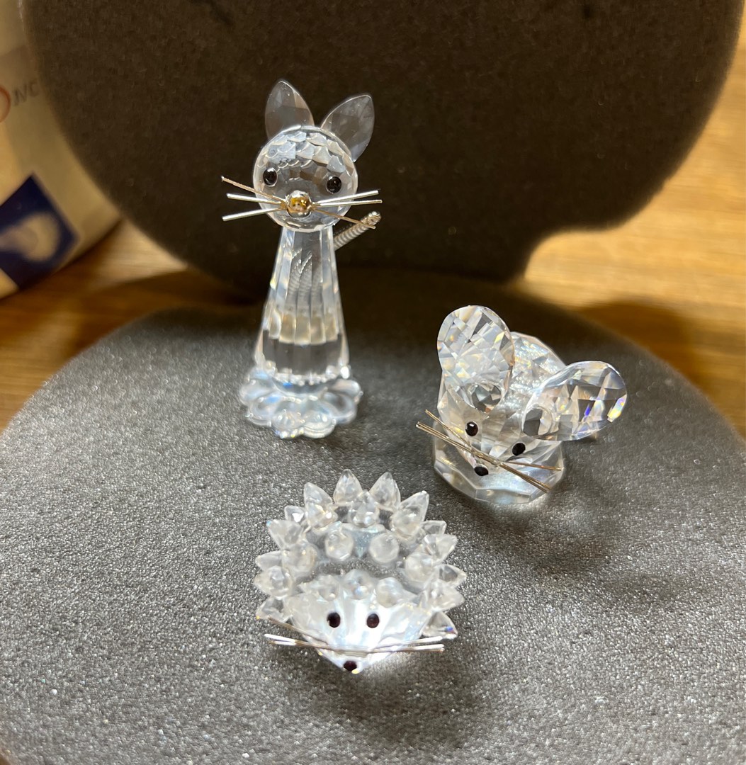Swarovski Crystal Animal Figurines 3 pcs set, 傢俬＆家居, 家居裝飾, 家居裝飾 - 其他 ...