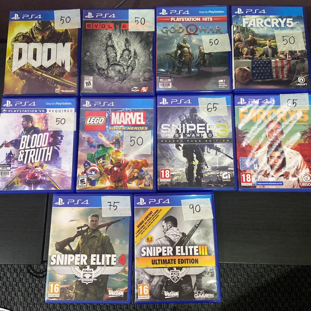 used ps4 games doom evolve god of war gow far cry lego marvel sniper ...