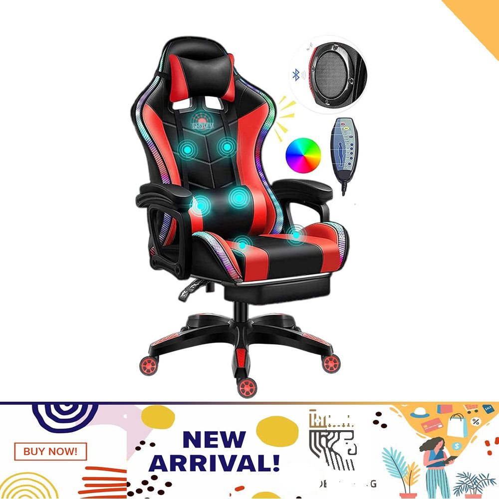 Video Gaming Chair with LED Light, Ergonomic Pro Gaming Chair with Full ...