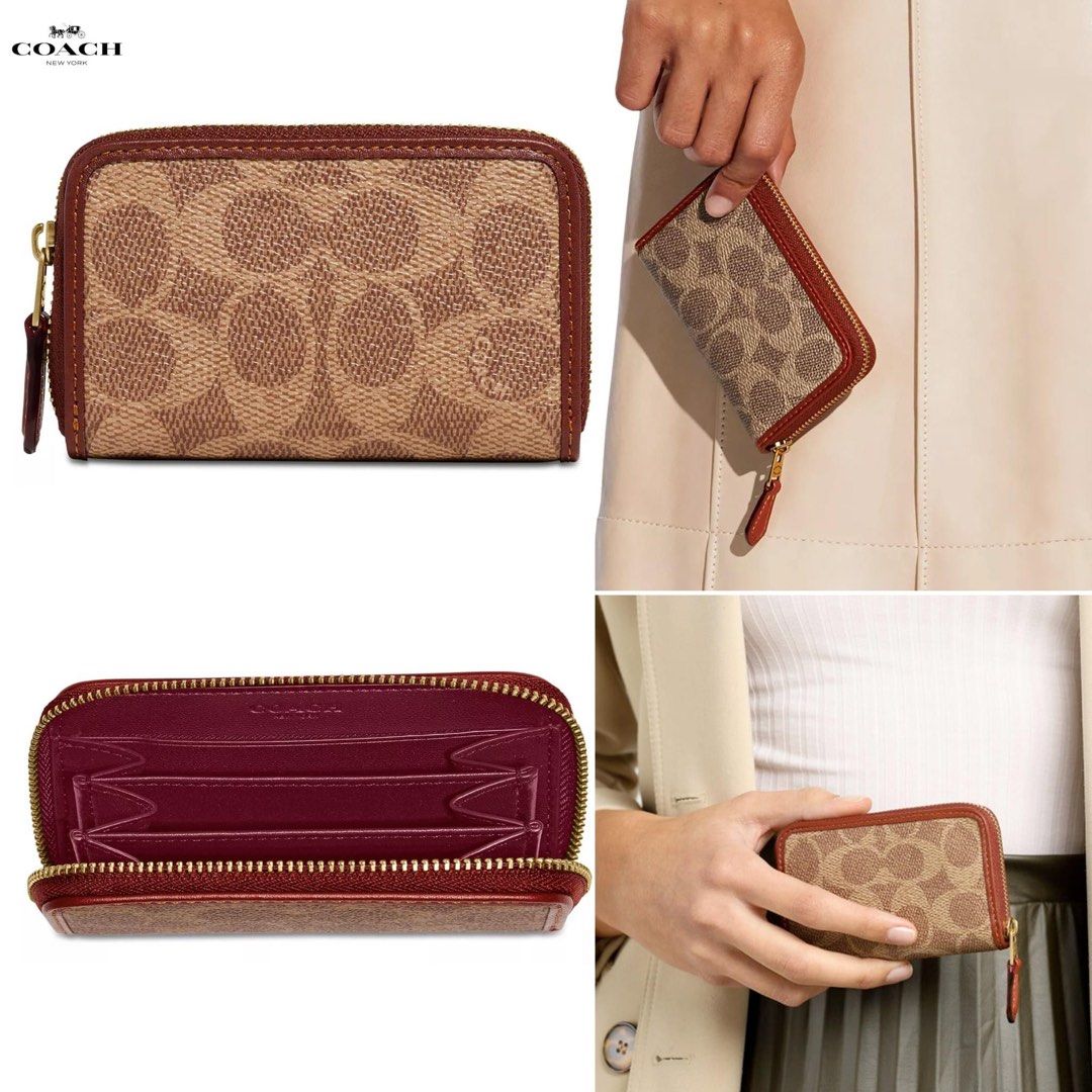 國外限量代購]00776-Coach Leather Zip Card Case 卡包, 她的時尚, 包包、錢包, 皮夾、卡片套在旋轉拍賣