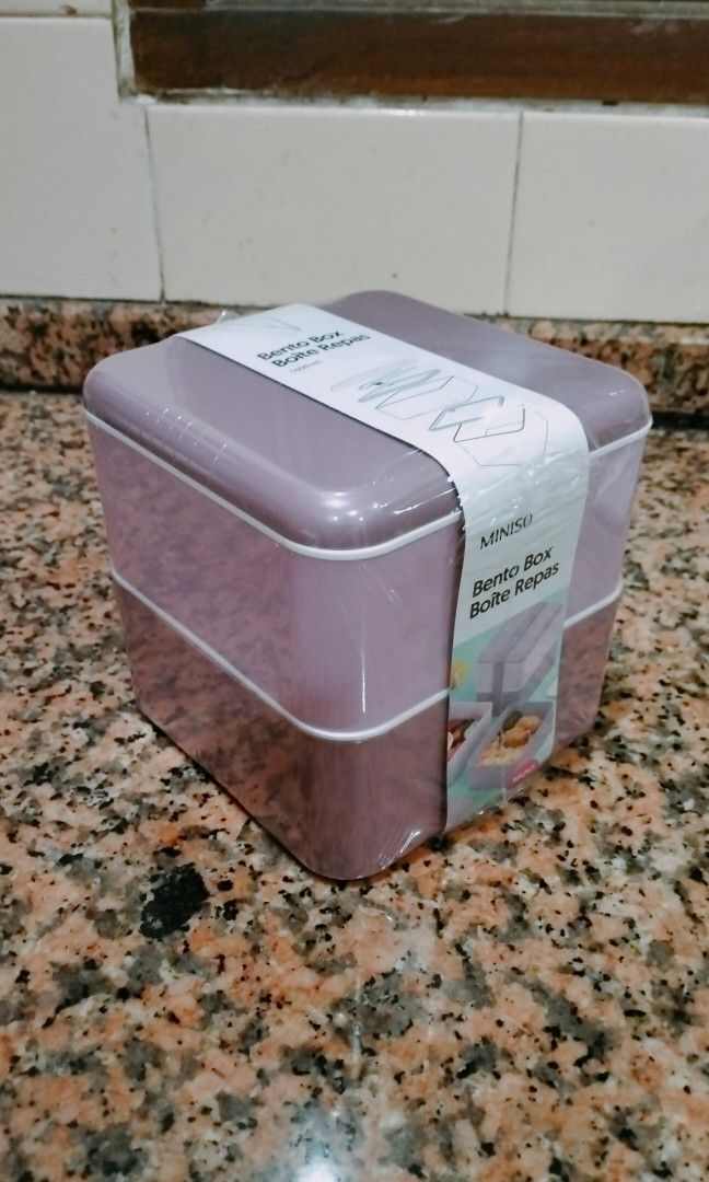 Miniso Bento Box/ Lunch Box/ Tempat Makan Miniso Ungu, Kitchen ...