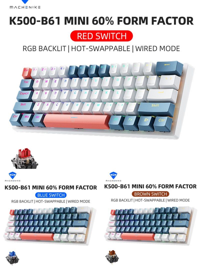 (BRAND NEW IN STOCK) (FREE DELIVERY) Machenike K500 B61 Mechanical ...