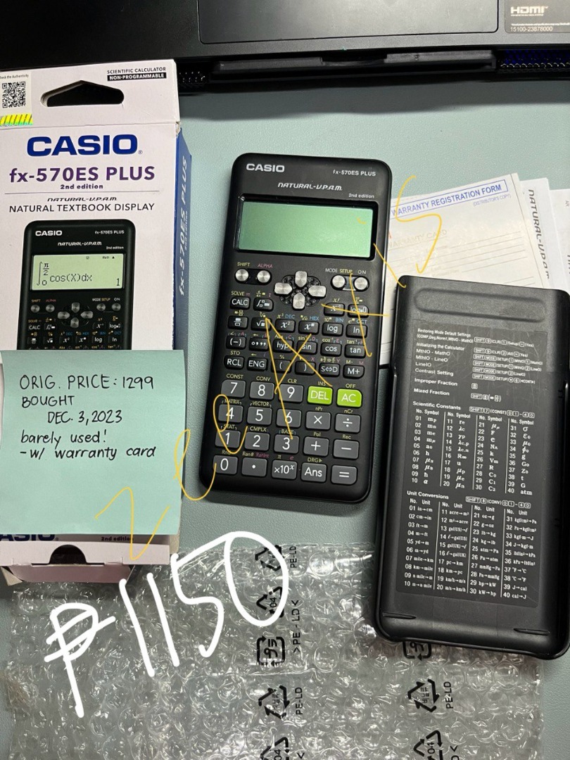 REPRICED CASIO FX-570 ES PLUS (2ND ED) FOR MASTER PLUMBER, MECHANICAL ...