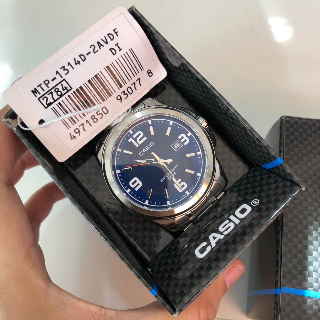 Casio Men Classic Blue Dial Analog Quartz Stainless Steel Watch, Men's ...